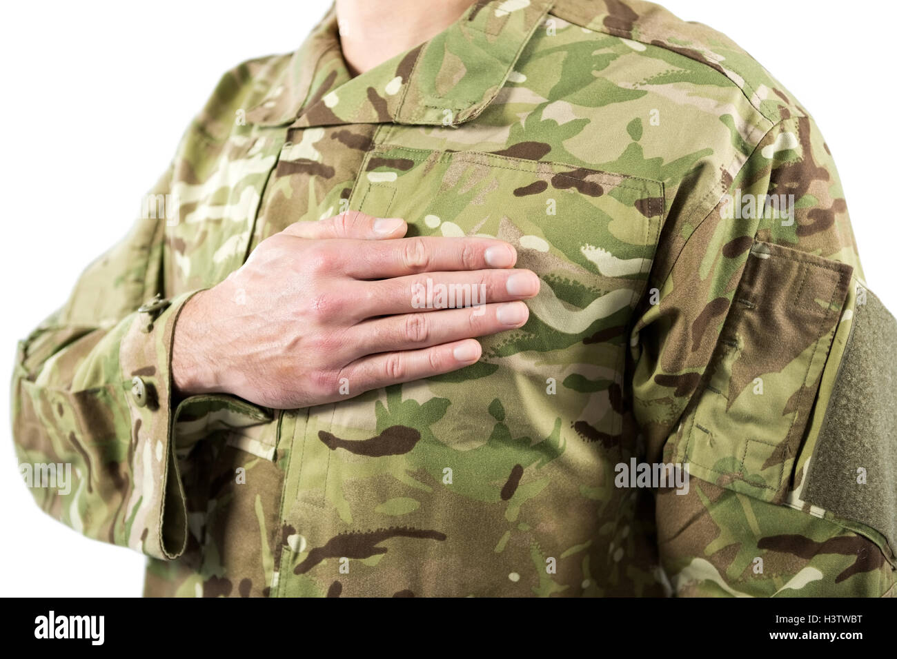 Mid section of soldier taking oath Stock Photo - Alamy