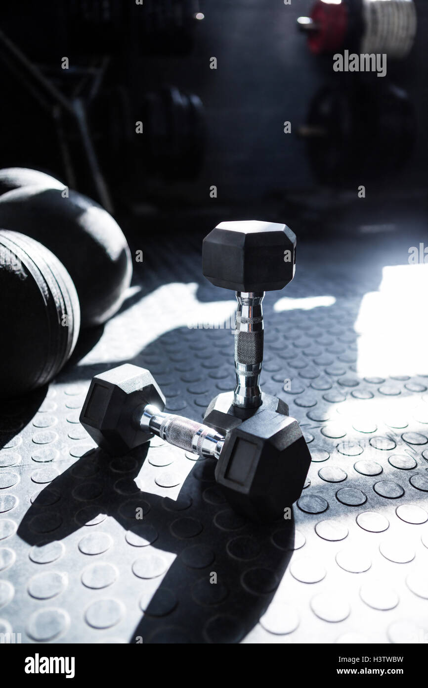 Dumbbells in gym Stock Photo - Alamy