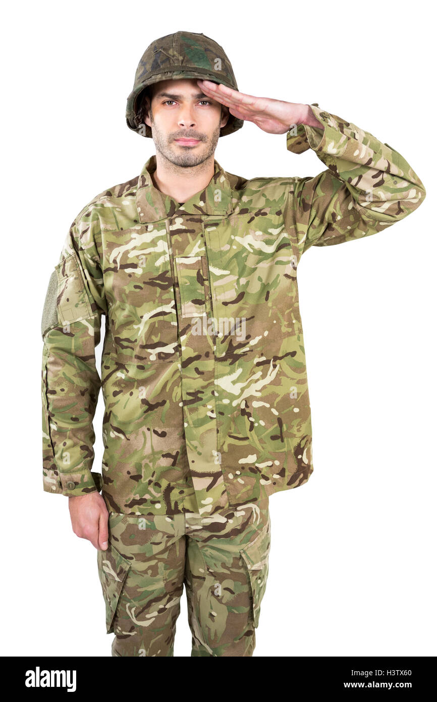 Portrait of soldier saluting Stock Photo - Alamy