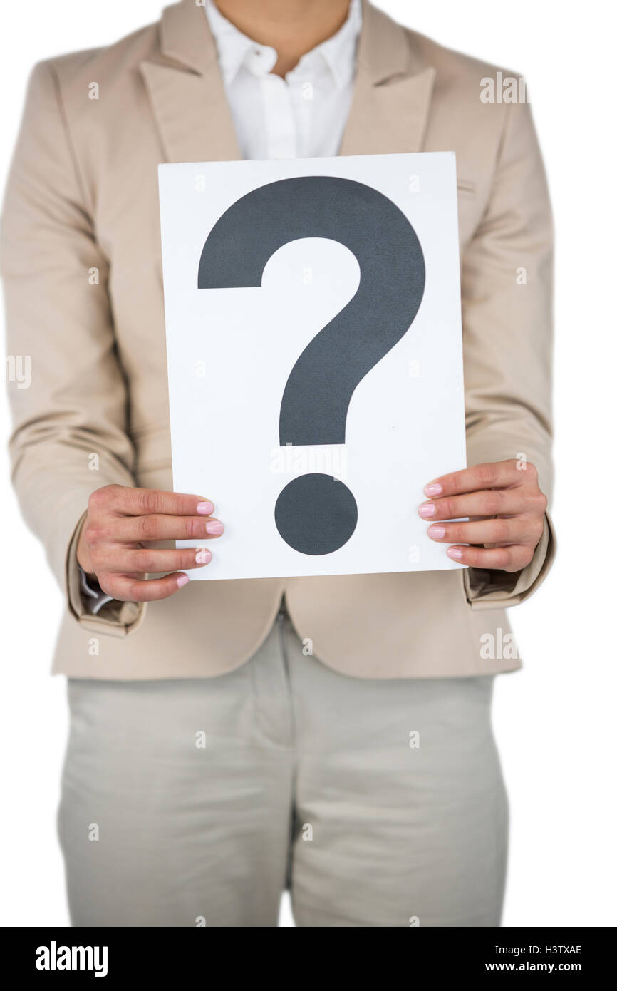 Businesswoman holding a question mark sign Stock Photo - Alamy Businesswoman holding a question mark sign Stock Photo - Alamy
