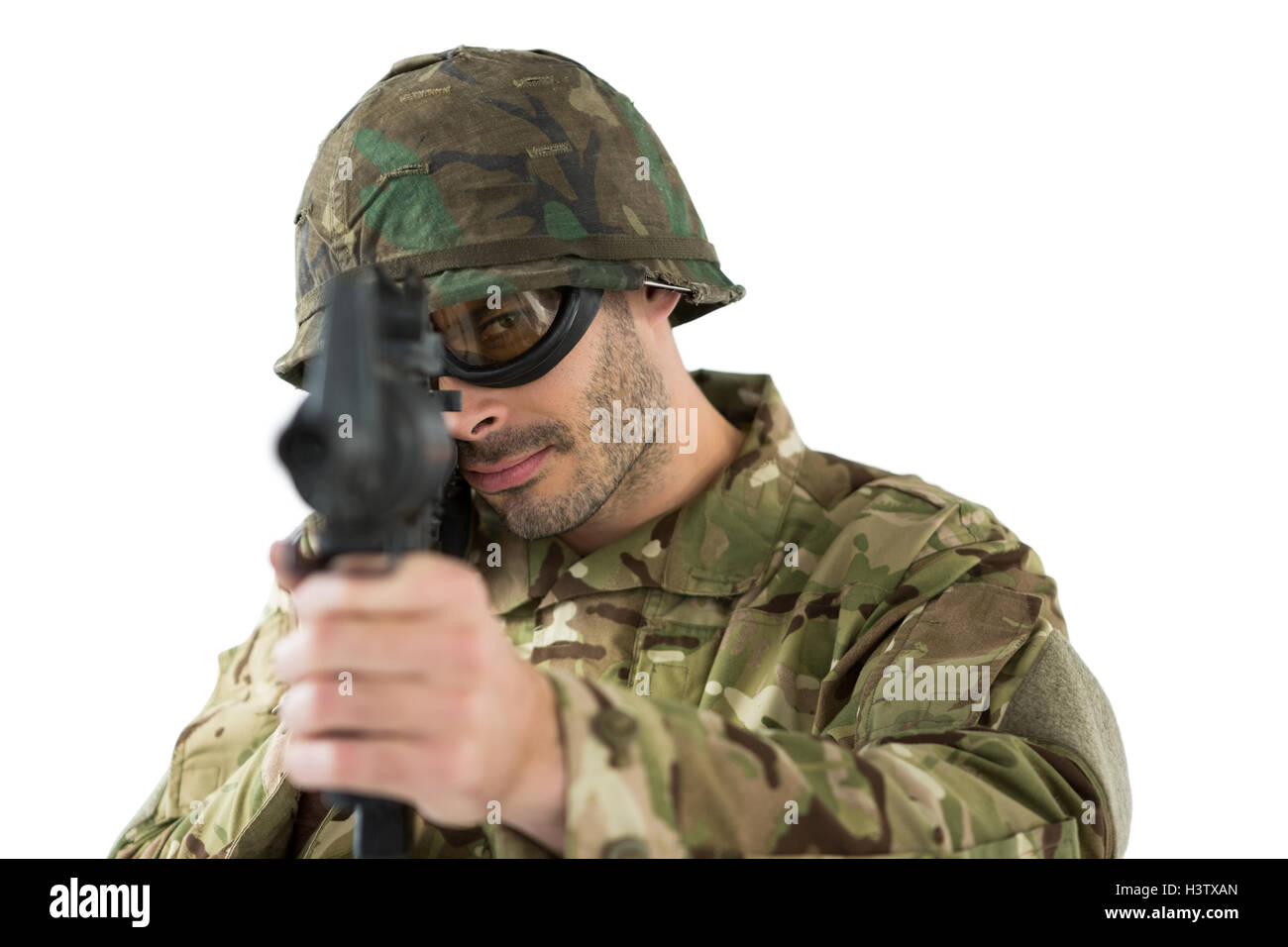 Soldier aiming with a rifle Stock Photo - Alamy