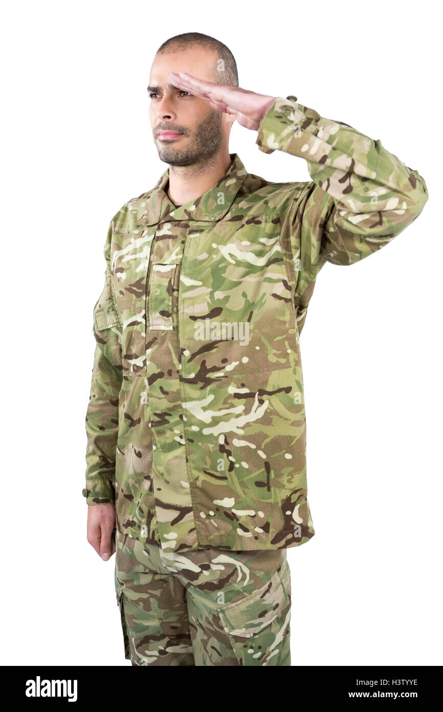 Soldier giving a salute Stock Photo - Alamy