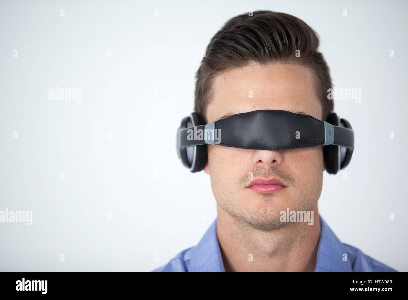 Man using virtual video glasses Stock Photo - Alamy