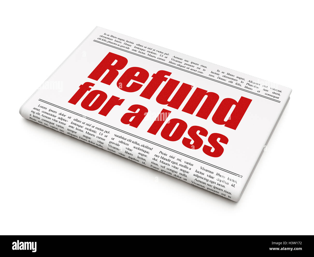 Insurance concept: newspaper headline Refund For A Loss Stock Photo - Alamy