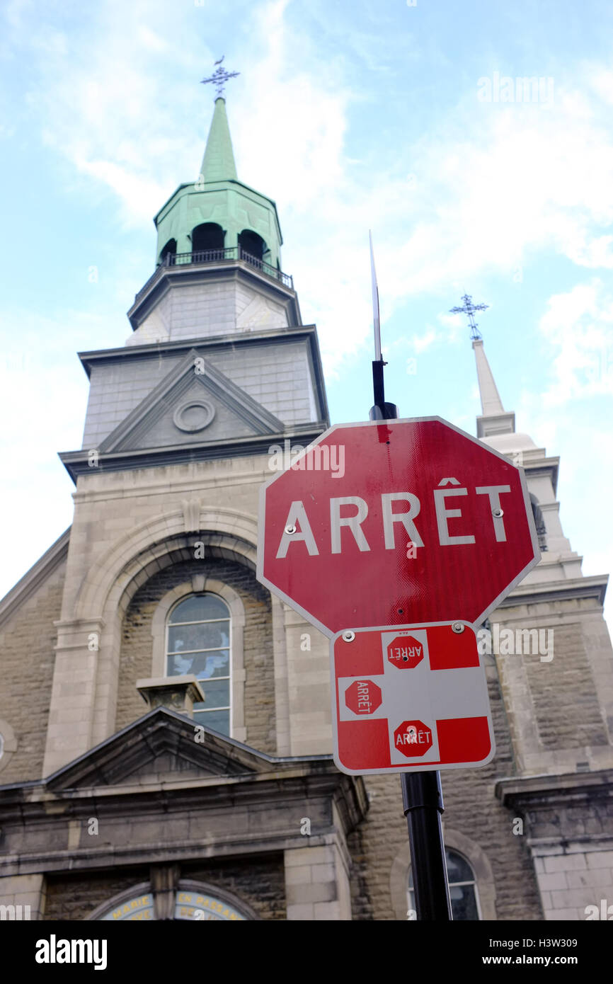 A Stop sign in Montreal Stock Photo - Alamy