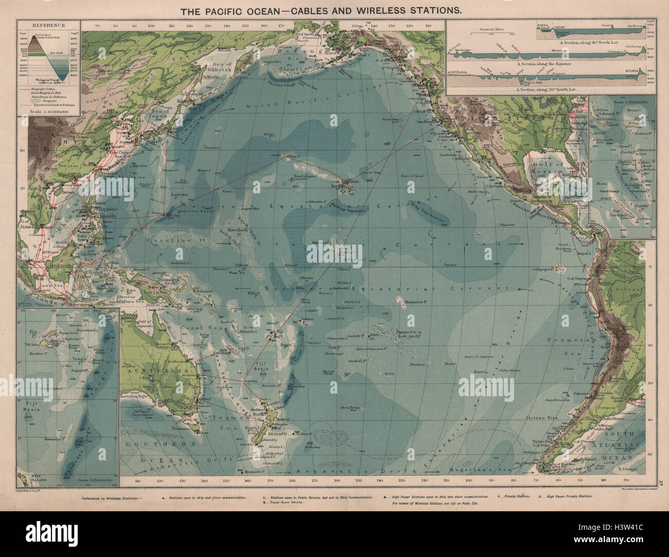 Old pacific ocean chart hi-res stock photography and images - Alamy