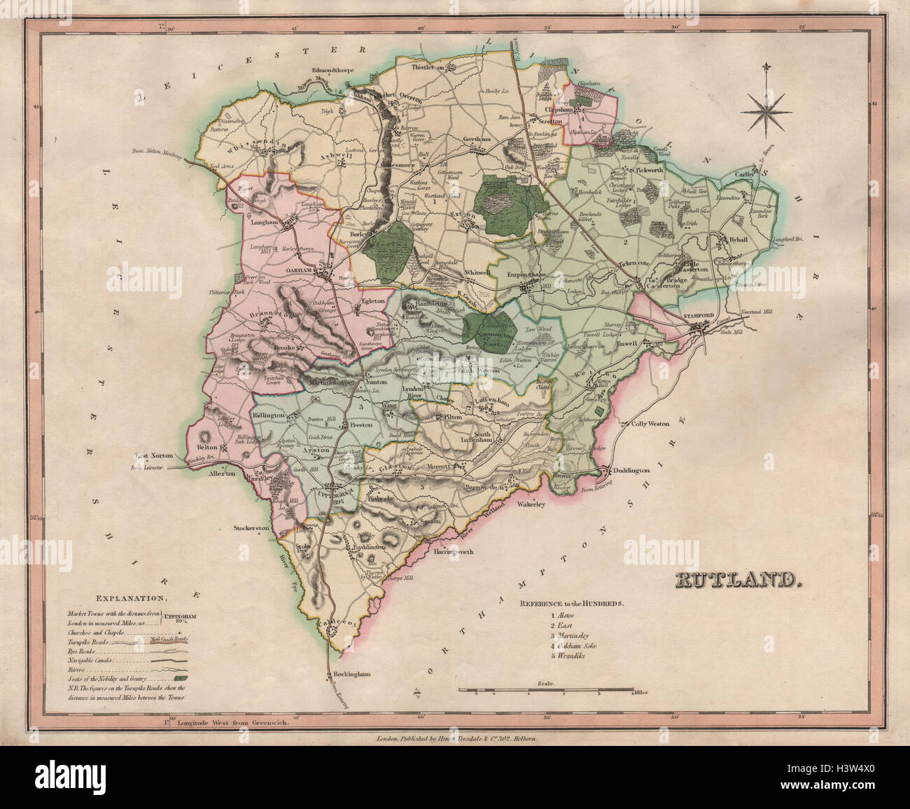 Antique county map of Rutland by Henry Teesdale 1831 old chart Stock ...