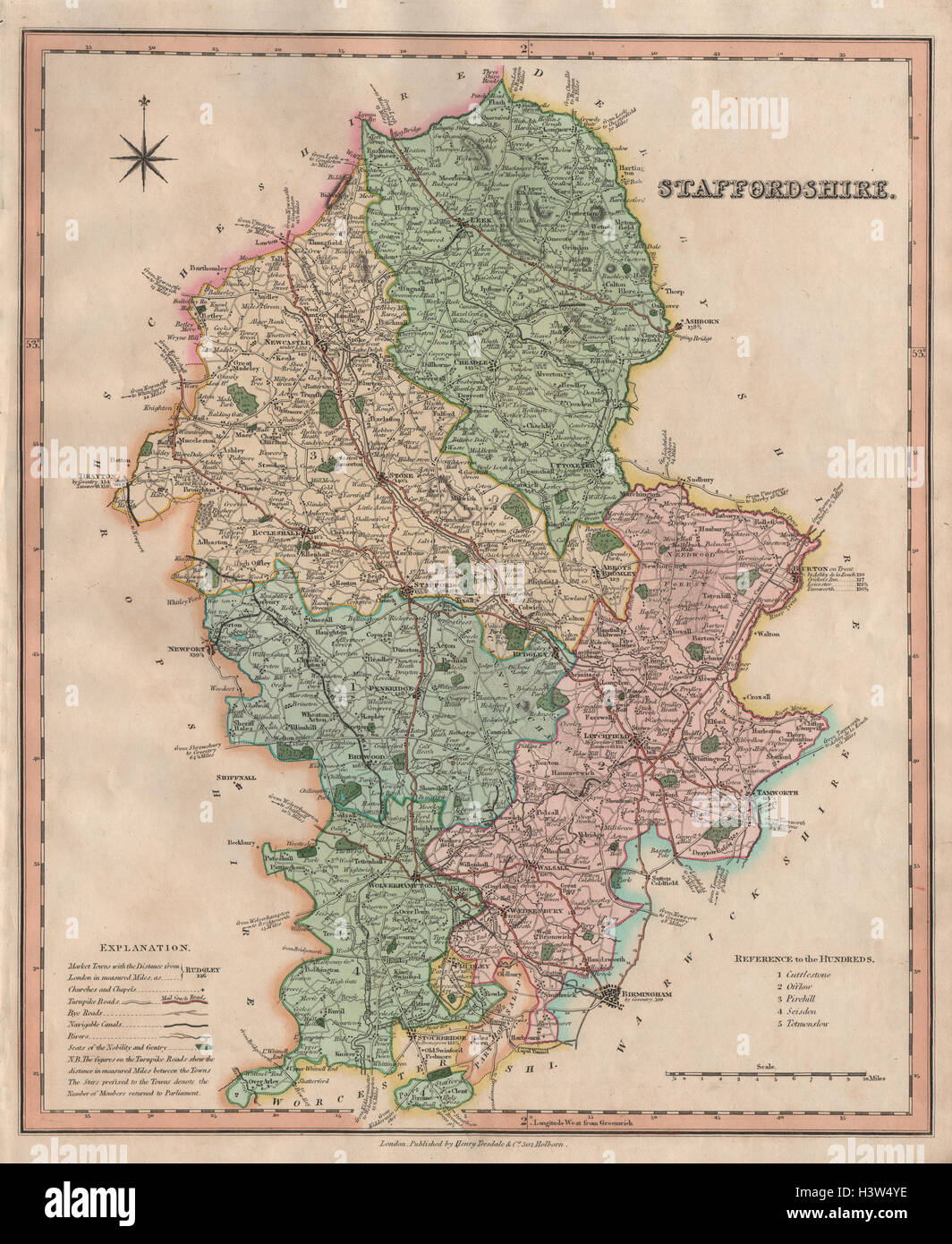 Antique county map of Staffordshire by Henry Teesdale 1831 old Stock ...