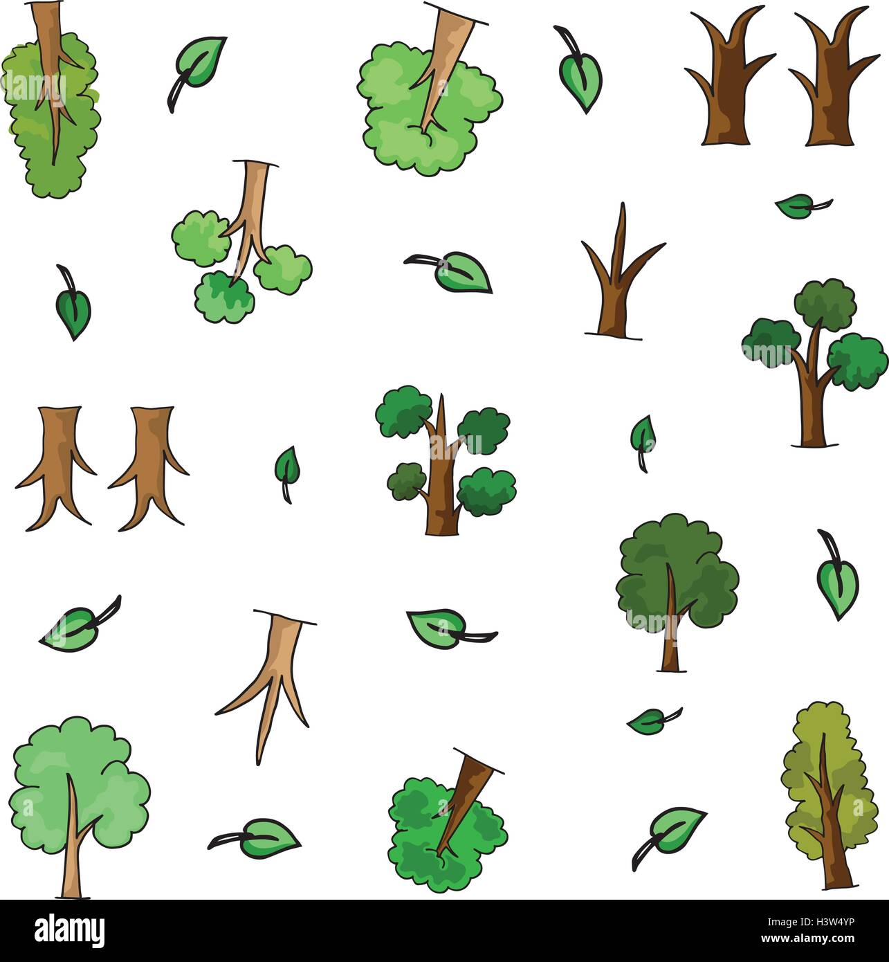 Doodle of tree set object collection Stock Vector Image & Art - Alamy