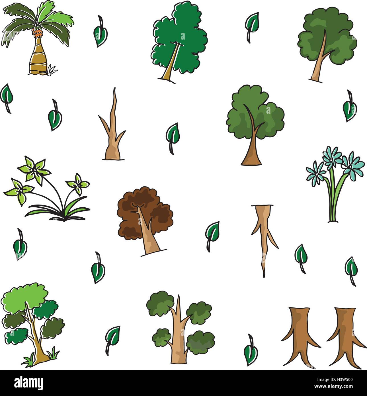 Cartoon tree in doodles vector Stock Vector Image & Art - Alamy