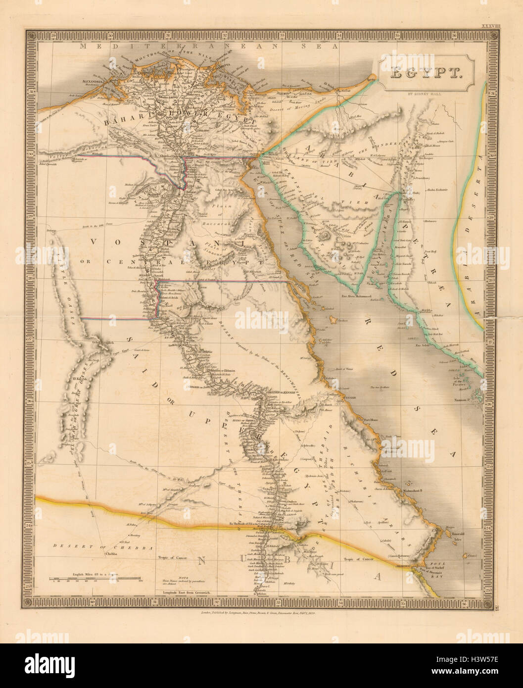 'Egypt' by Sidney Hall. Red Sea Nile Aqaba 'Elath' (Eilat). Hajj route ...