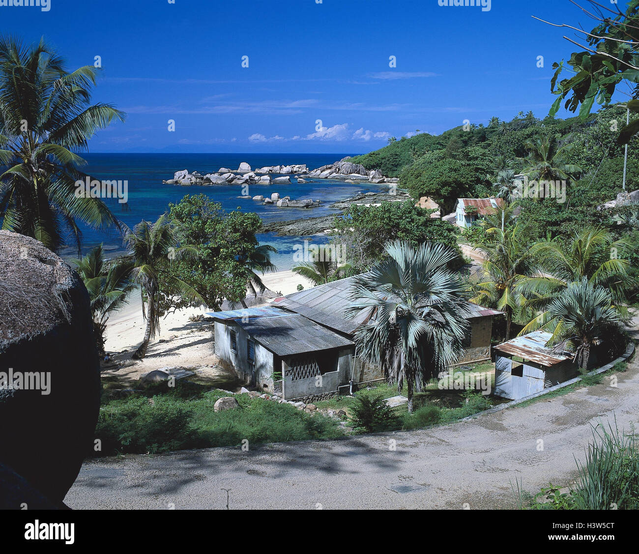 The Seychelles, Praslin, beach, hut, Indian ocean, island, dream island ...