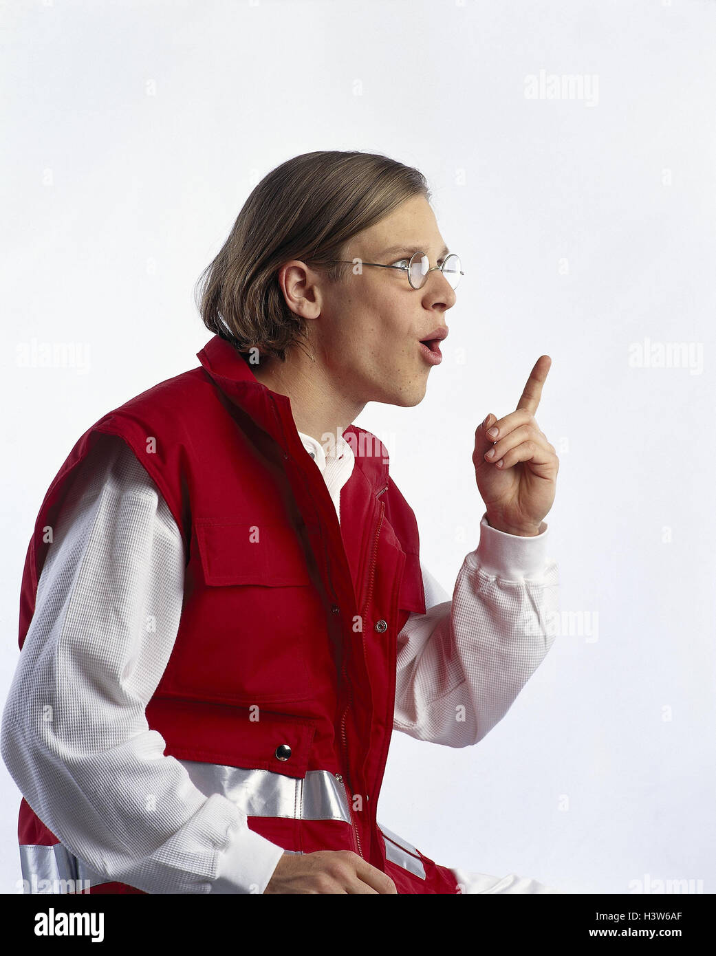 Person carrying out alternative service, rescue service, gesture ...