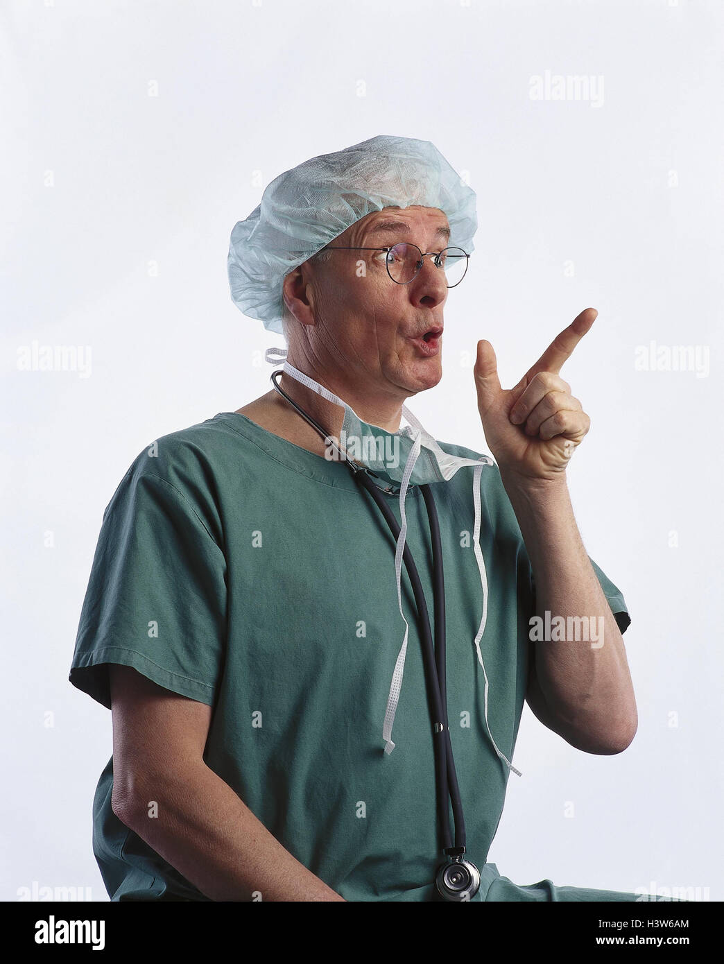 Op. doctor, gesture, studio, half portrait, mb 134 A5 Stock Photo - Alamy