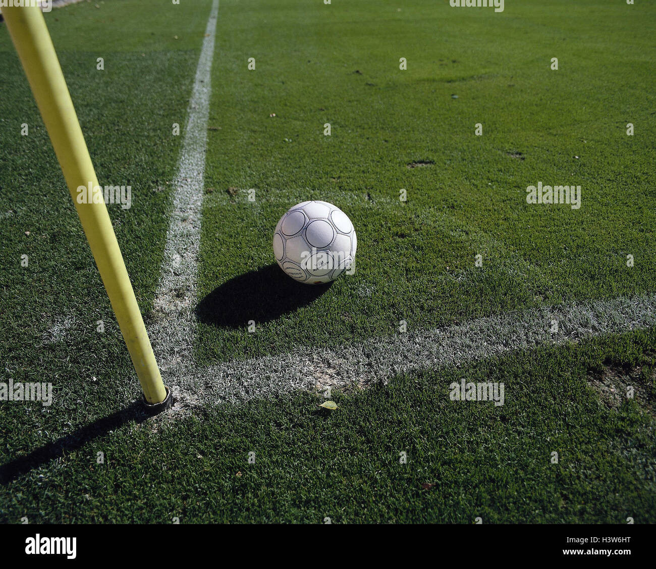 Football pitch, detail, football, corner, ball, pitch, turf, corner ...
