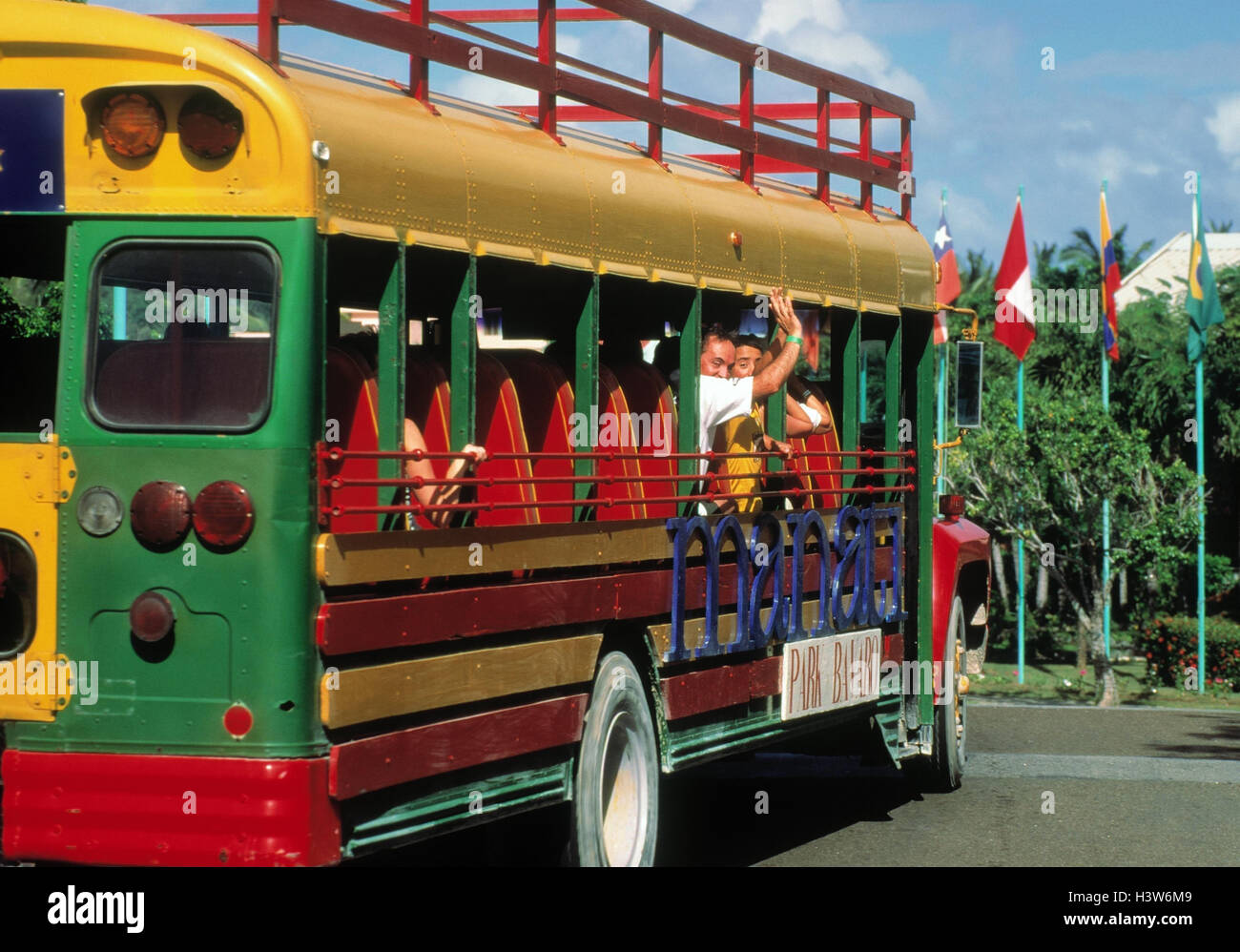 The Dominican Republic, Punta Cana, Bavaro Beach Resort, tourist bus ...