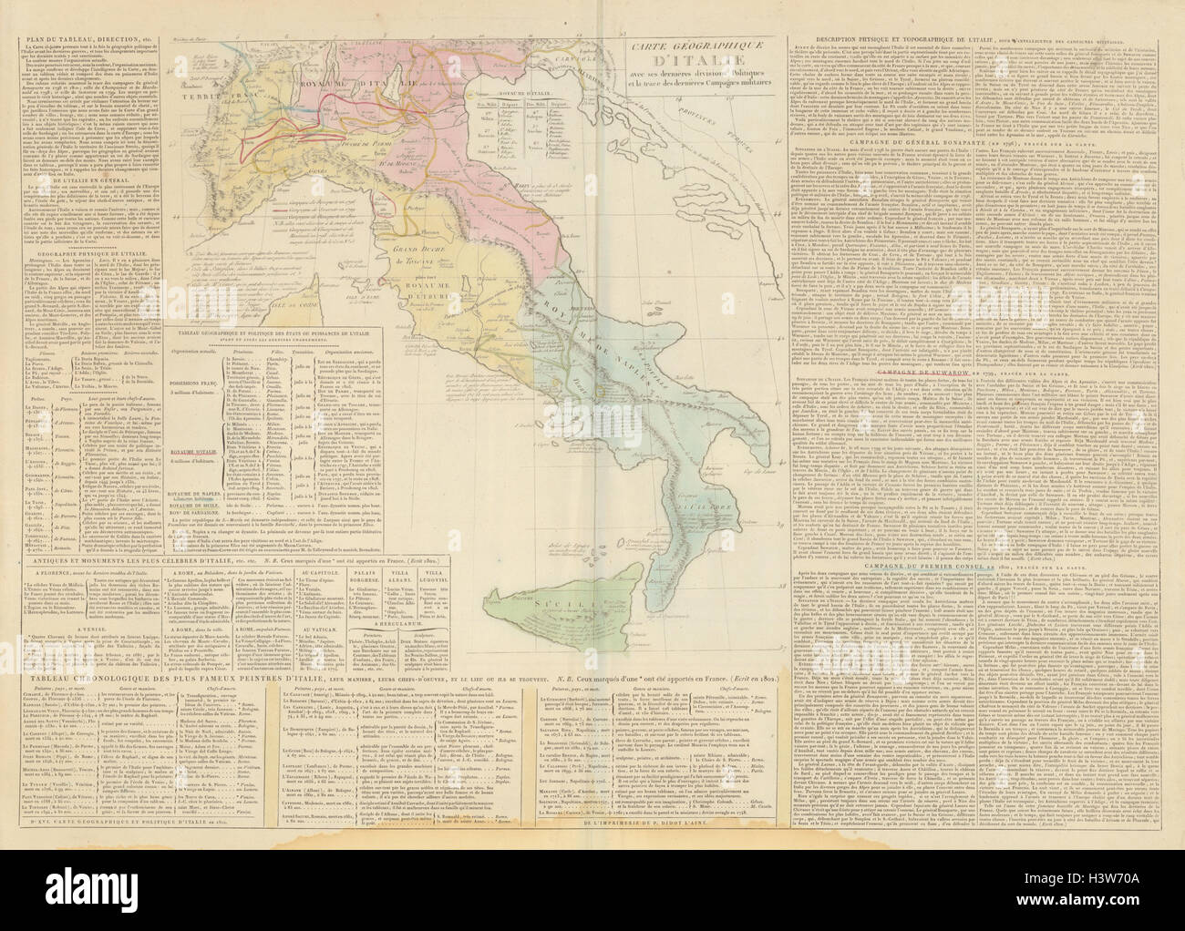 'Carte geographique d'Italie avec ses dernières divisions…'. LE SAGE ...