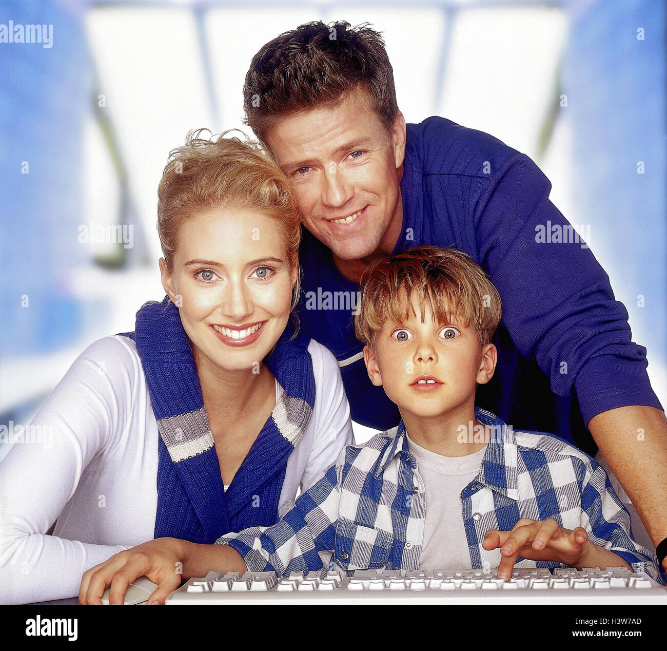 Family, computer, detail, keyboard, boy, fascination, enthusiasm ...