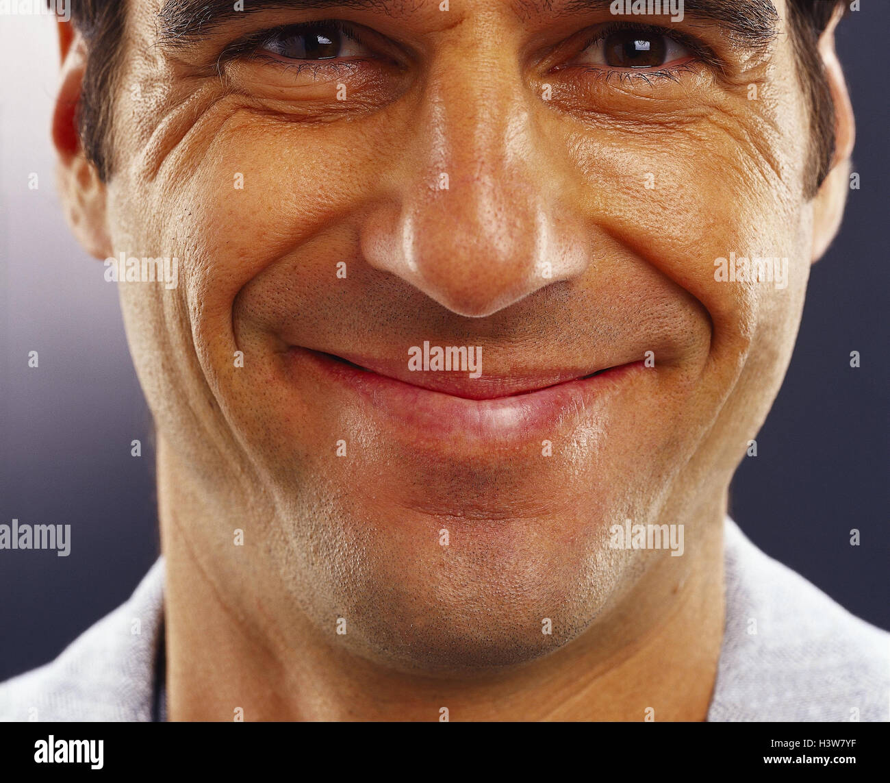 Man, young, look, detail, there smile Men, mouth, lips, area around the ...