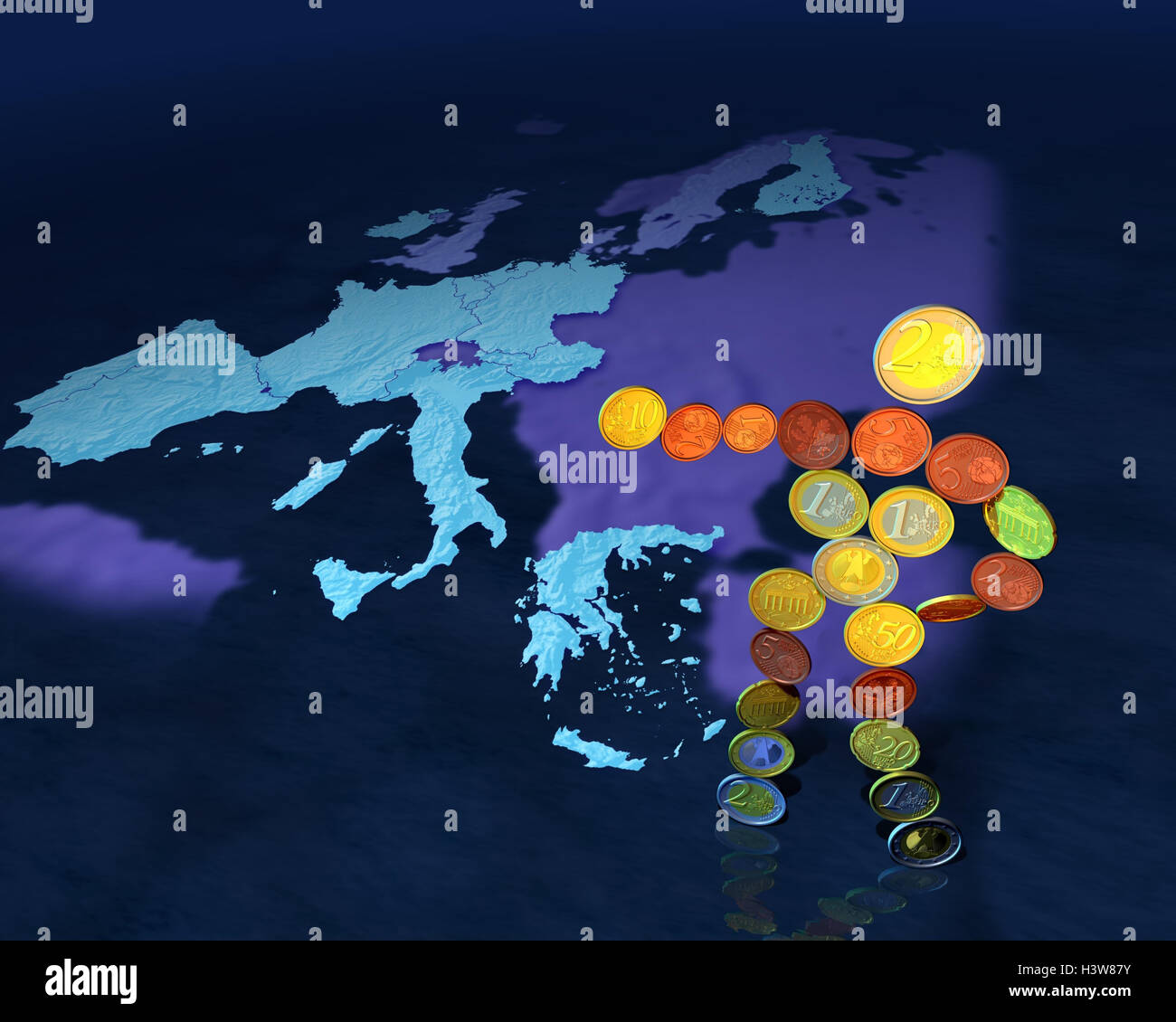 Icon, European monetary union, Europe, figure, coins, euro, the EU, the ...