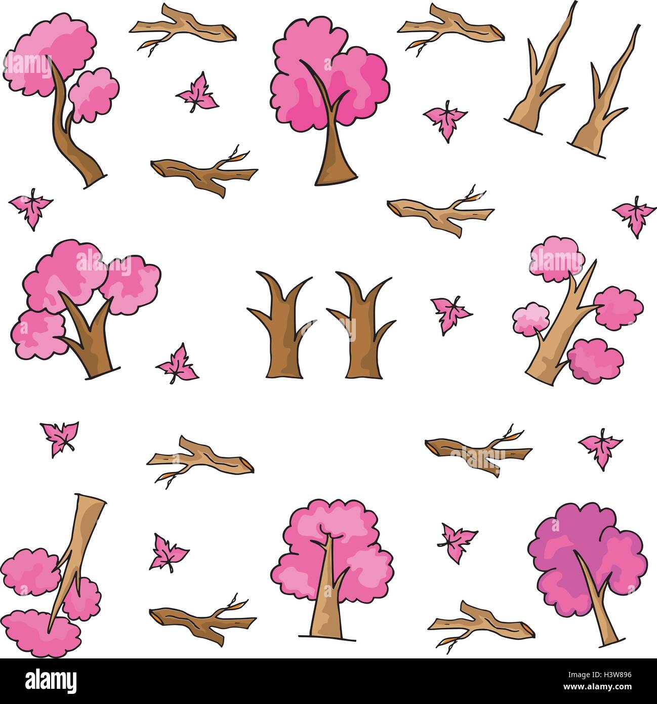 Green tree on doodles Stock Vector Images - Alamy