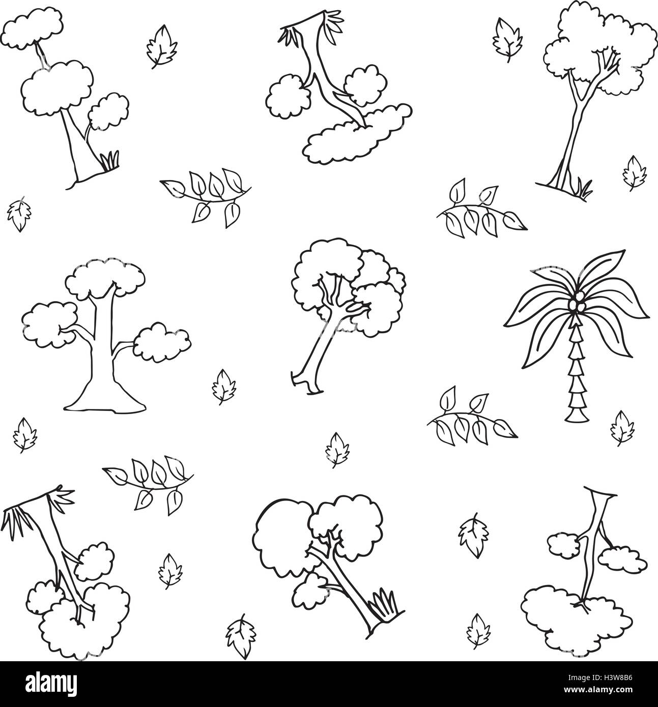 Collection of tree set hand draw Stock Vector Image & Art - Alamy