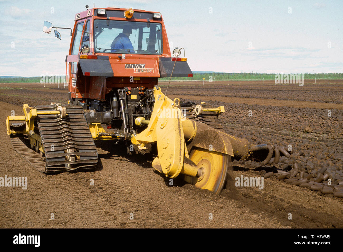 PEAT BOG where the tractor turns up peat for energy and heat Stock ...
