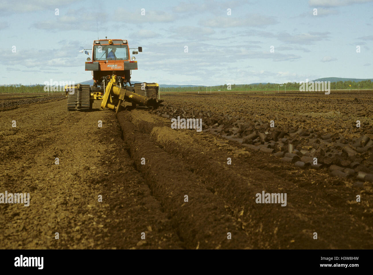 PEAT BOG where the tractor turns up peat for energy and heat Stock ...