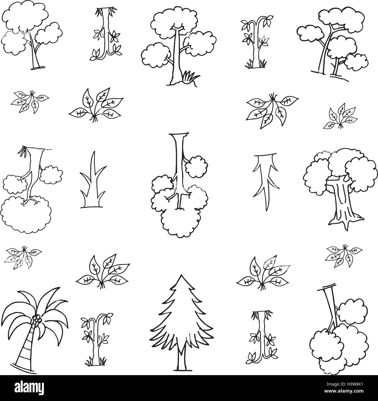 Hand draw tree on doodles Stock Vector Image & Art - Alamy