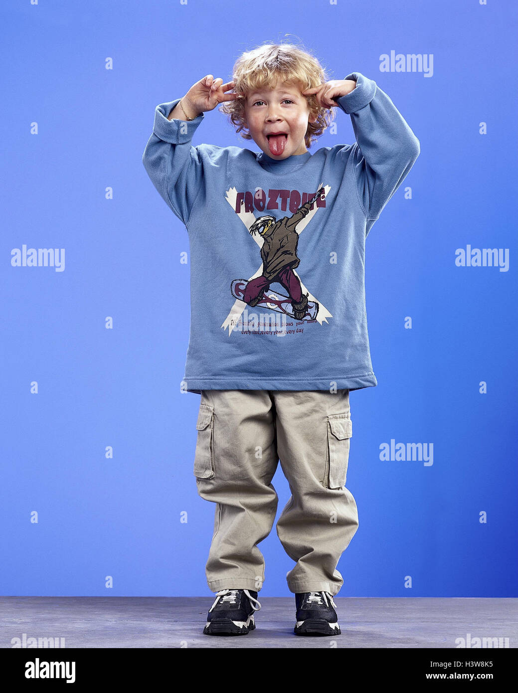 Boy, blond, stand, cheeky, gesture, tongue, Rau's passages, Children ...