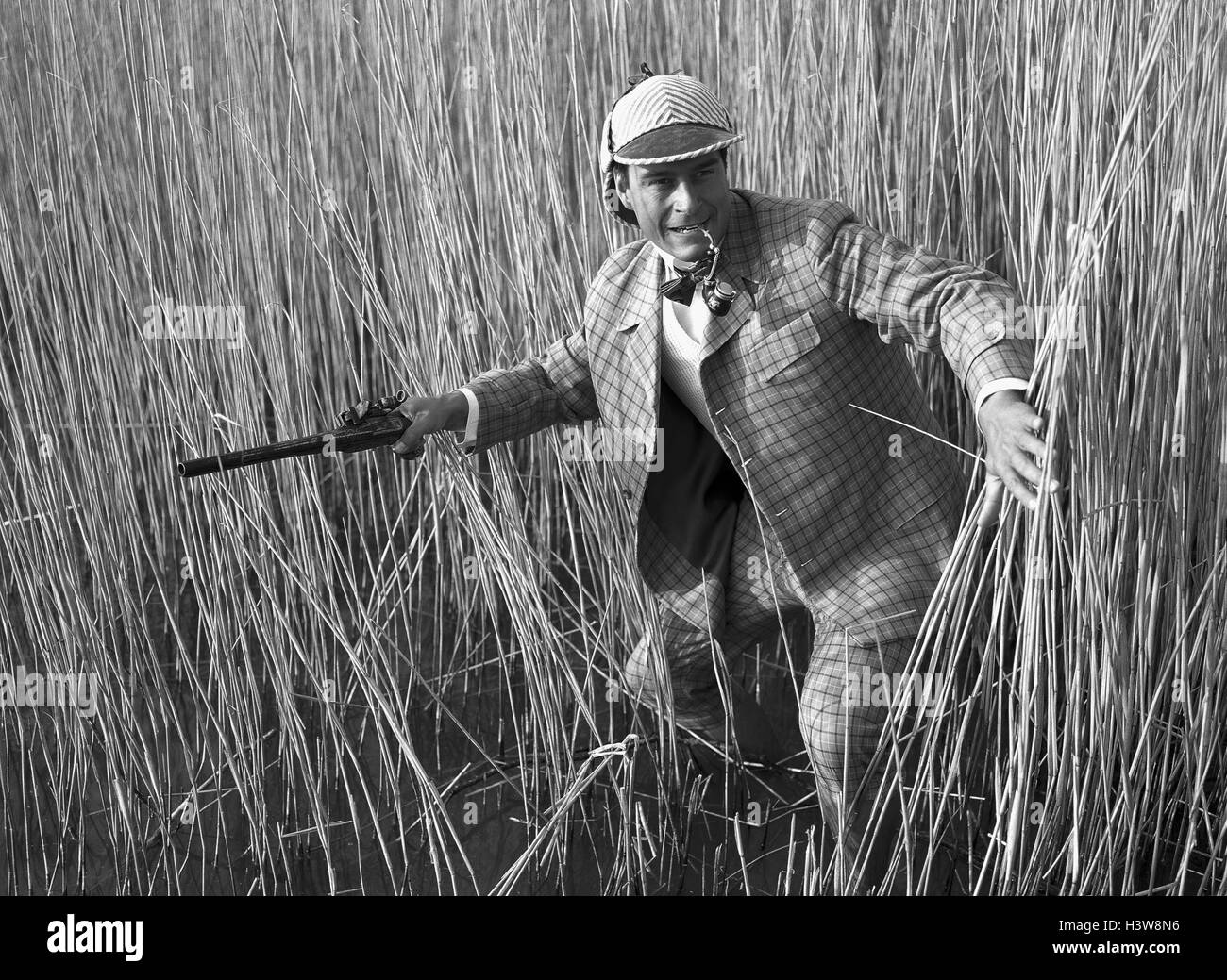 Reed, detective, pursuit, b/w, model released, man, Sherlock Holmes ...