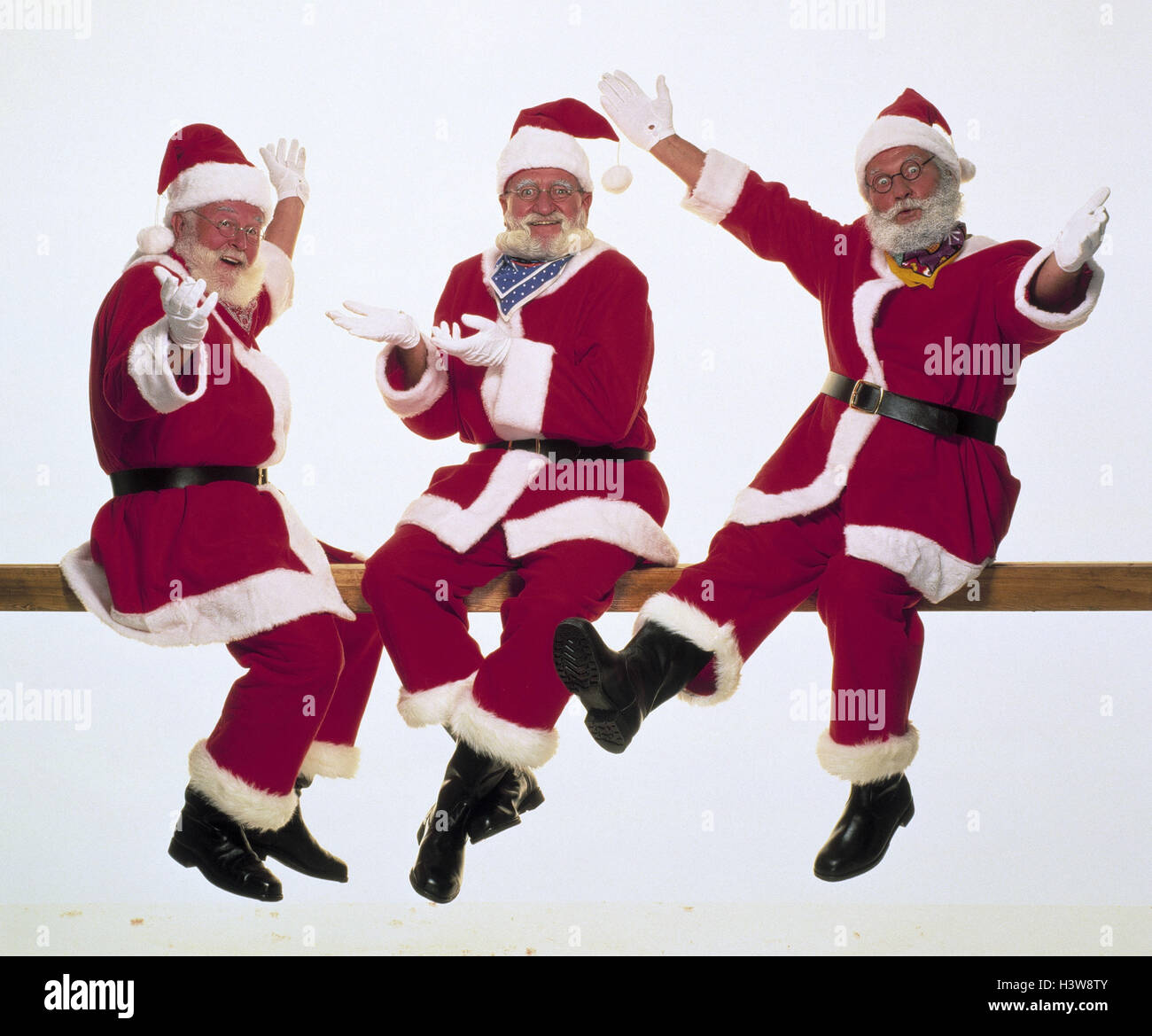 Santas, gesture, inside, Santa Claus, Santa, Santas, men, three, wooden ...