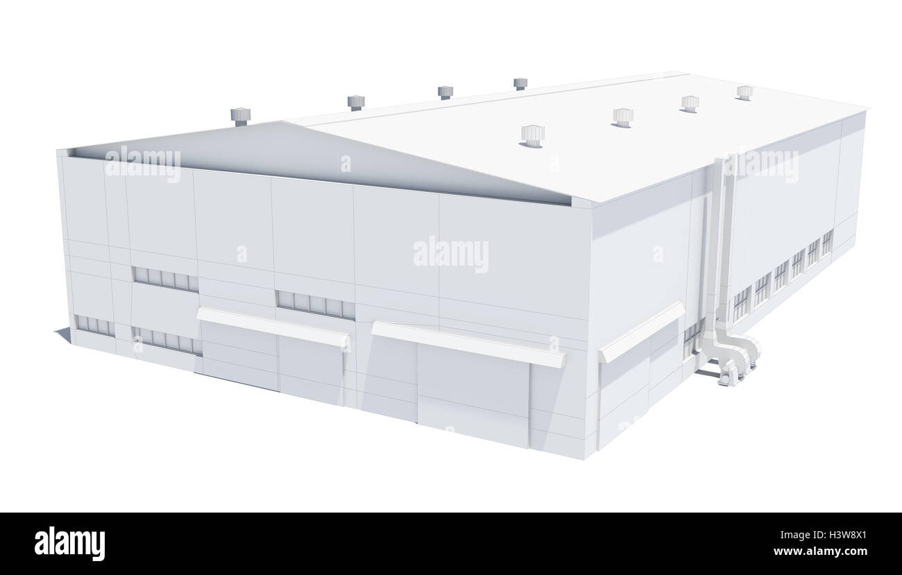 Hangar building. White wire-frame Stock Photo - Alamy