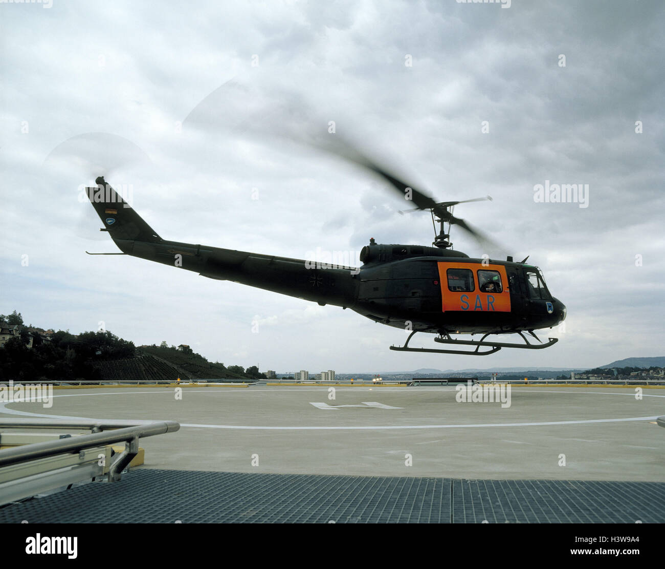 Germany, Stuttgart, Katharinen hospital, rescue helicopter "SAR", start ...