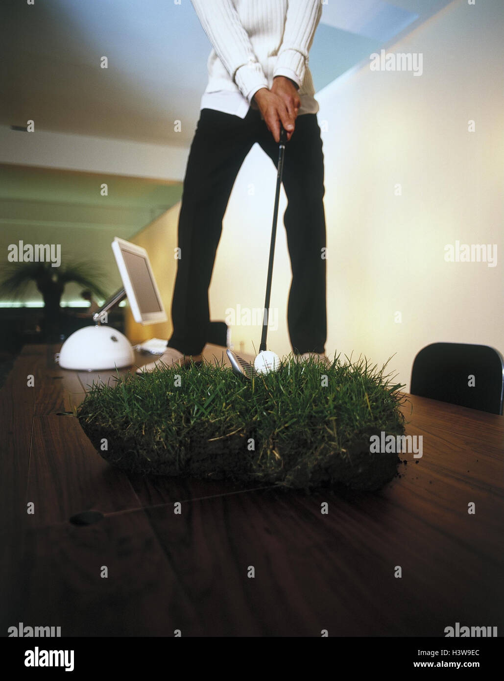 Office, desk, manager, golf play, detail, inside, workplace, man, young ...