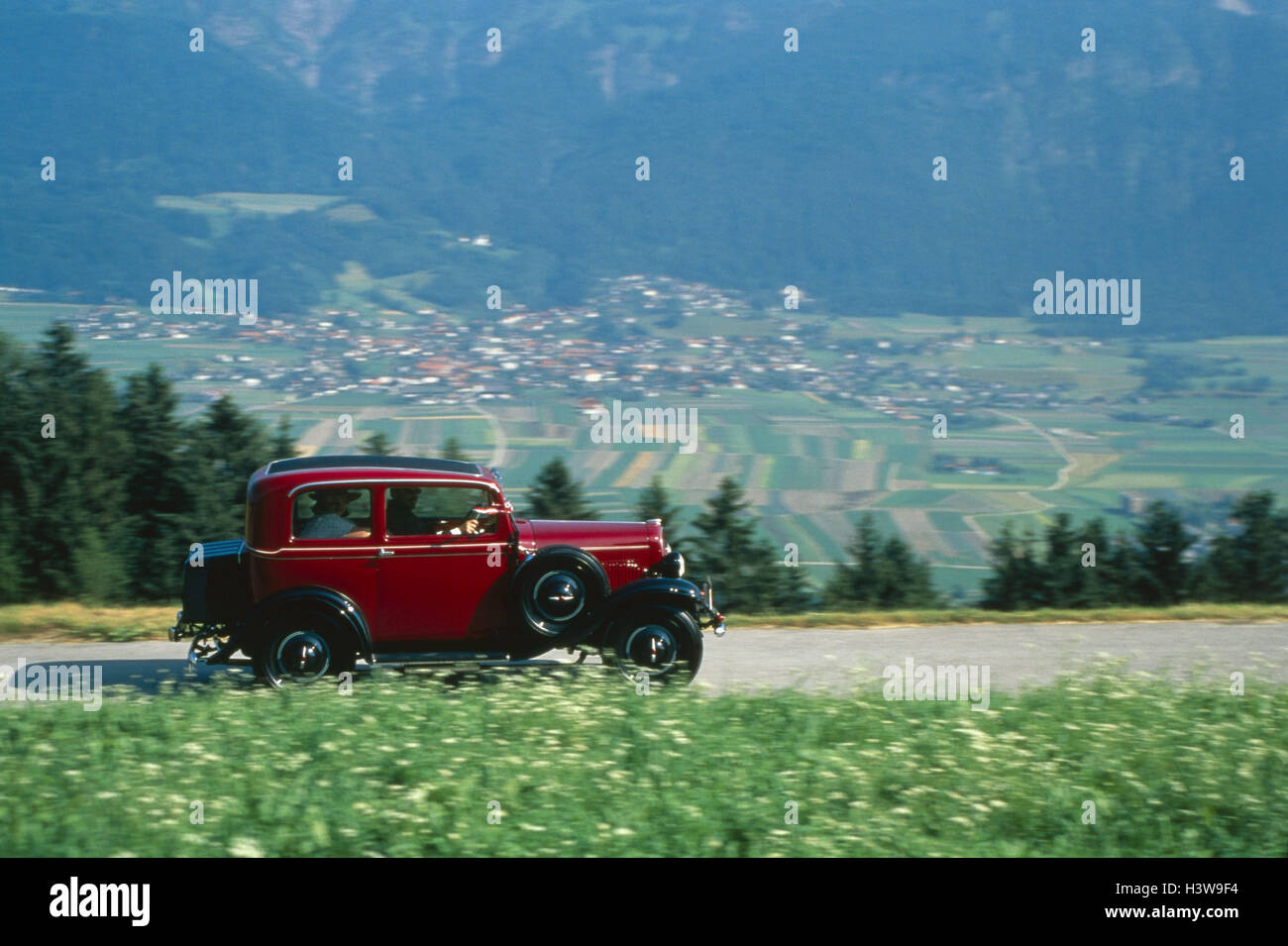 Car, old-timer, red Opel P4 saloon (year construction in 1936) on ...