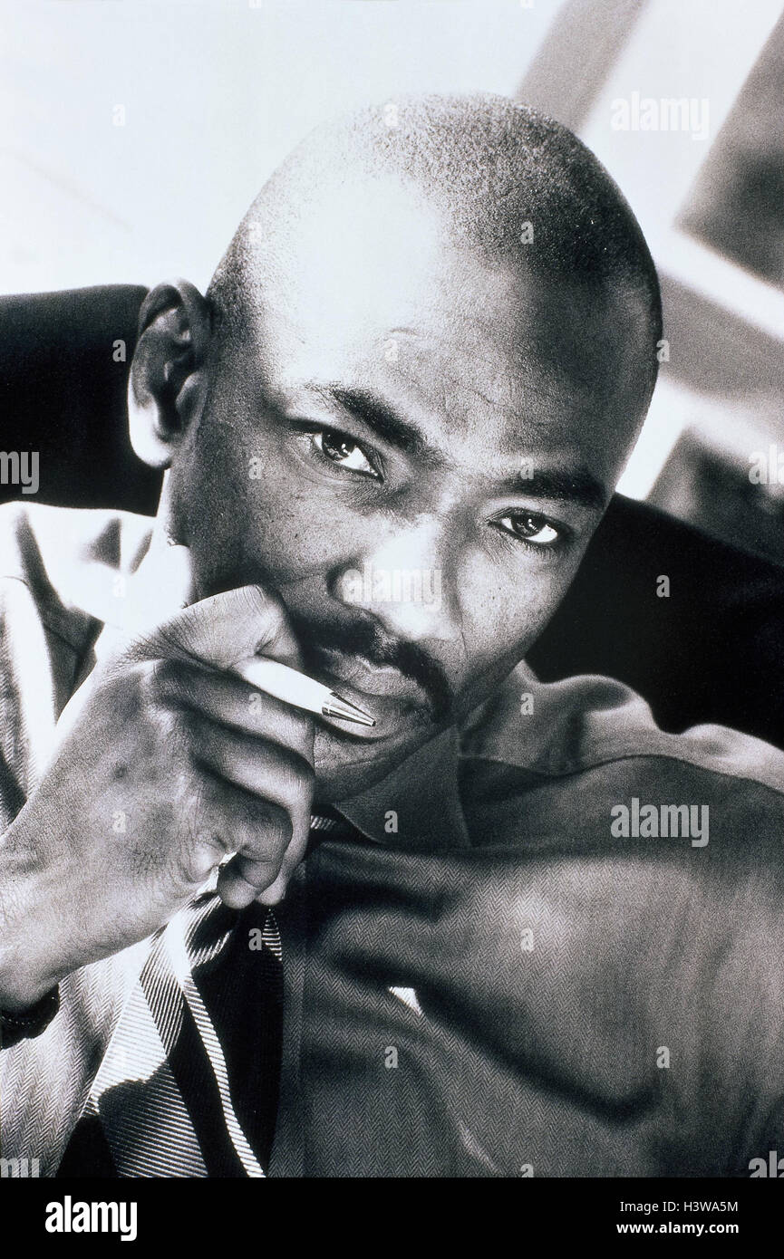 Non-white, ballpoint pens, seriously, thoughtful, portrait, b/w, man ...