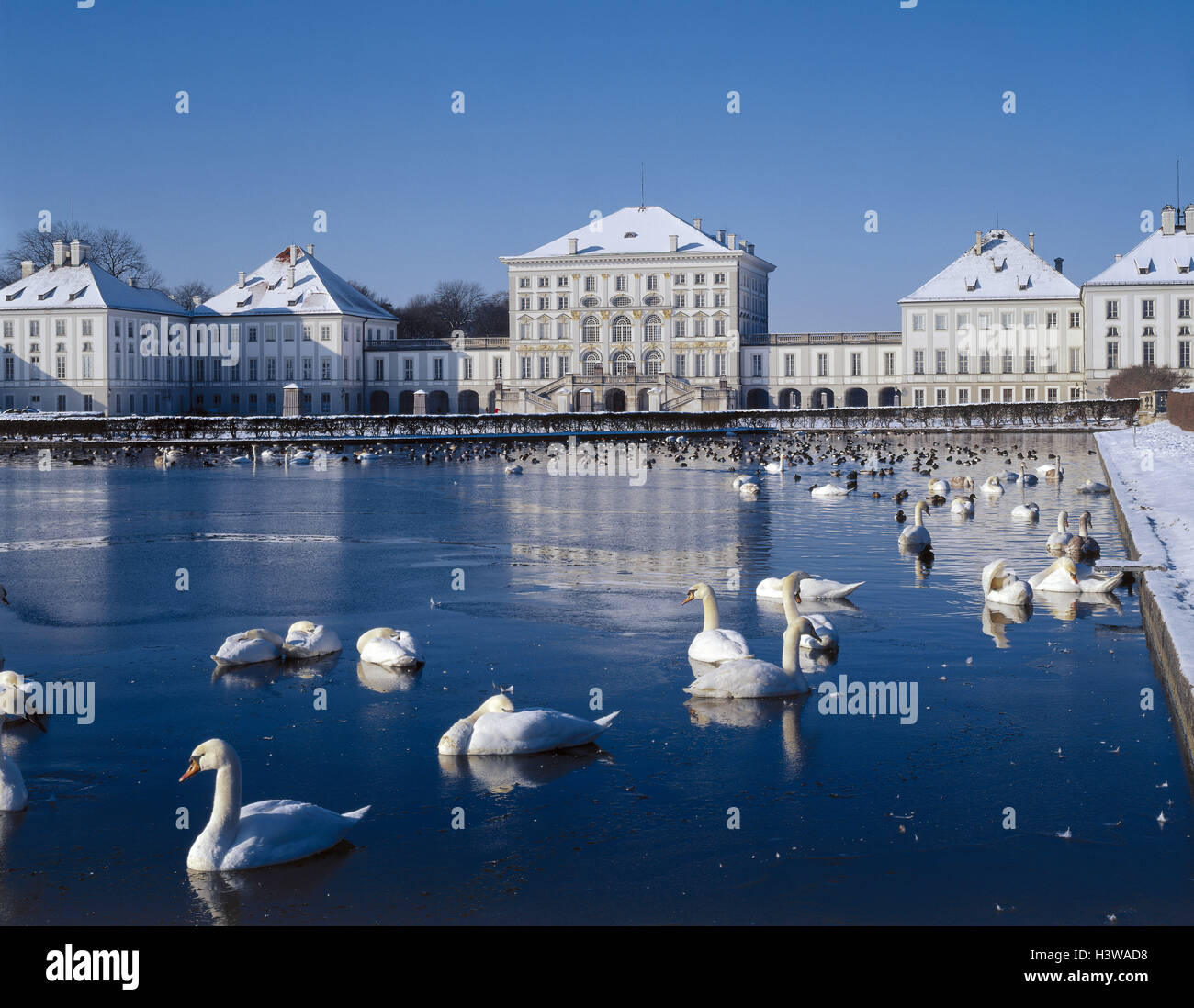 Germany, Upper Bavaria, Munich, castle nymph castle, lake, swans, ducks ...