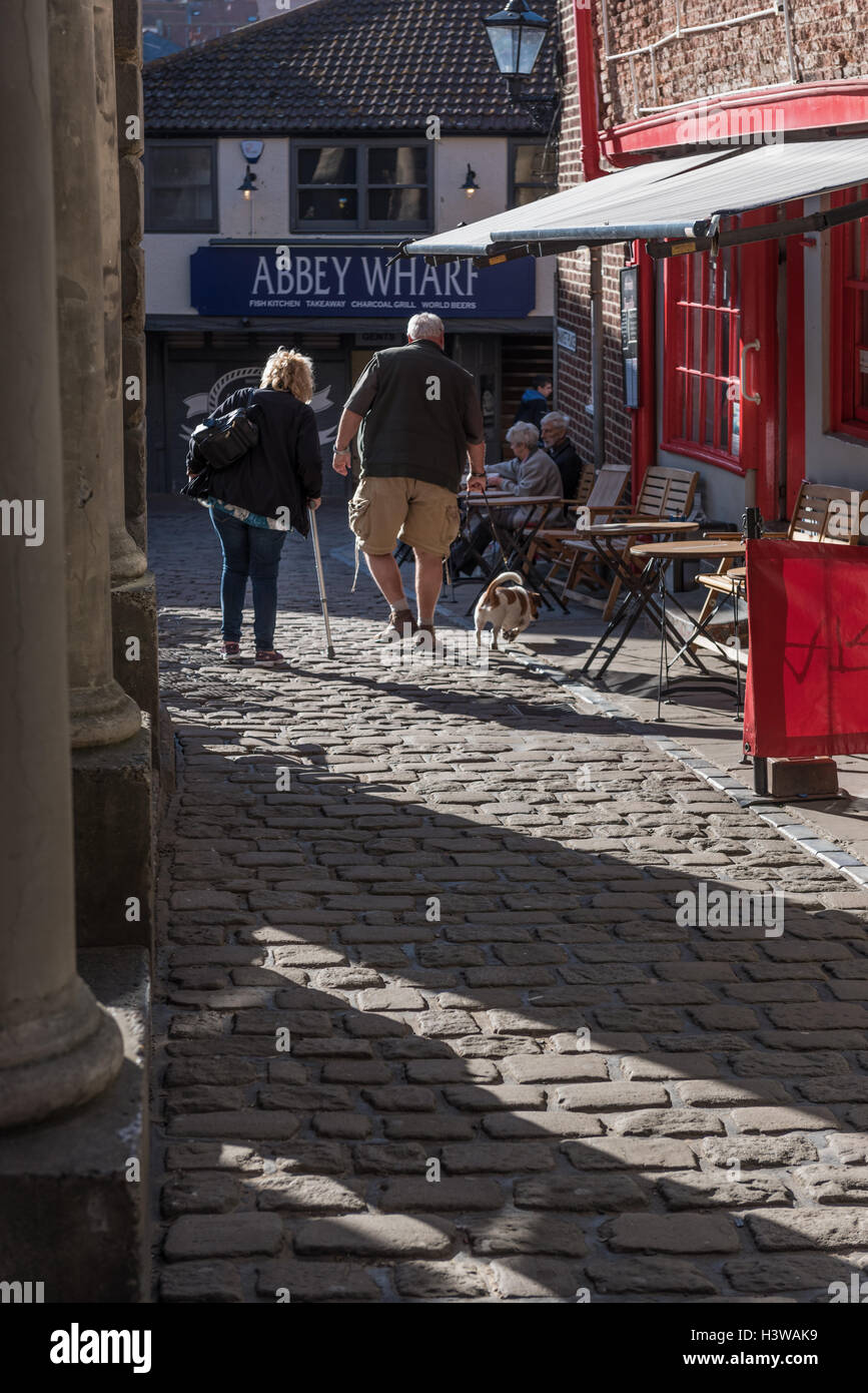 Tourists in the Market Square at Whitby Stock Photo - Alamy