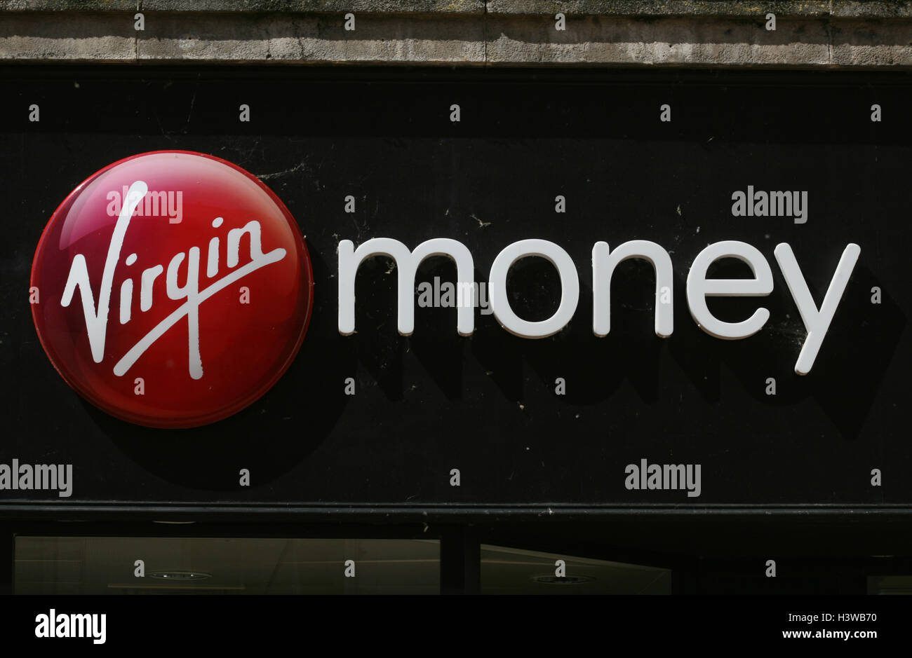 Virgin Money bank sign, High Street, Chelmsford, Essex, England Stock ...