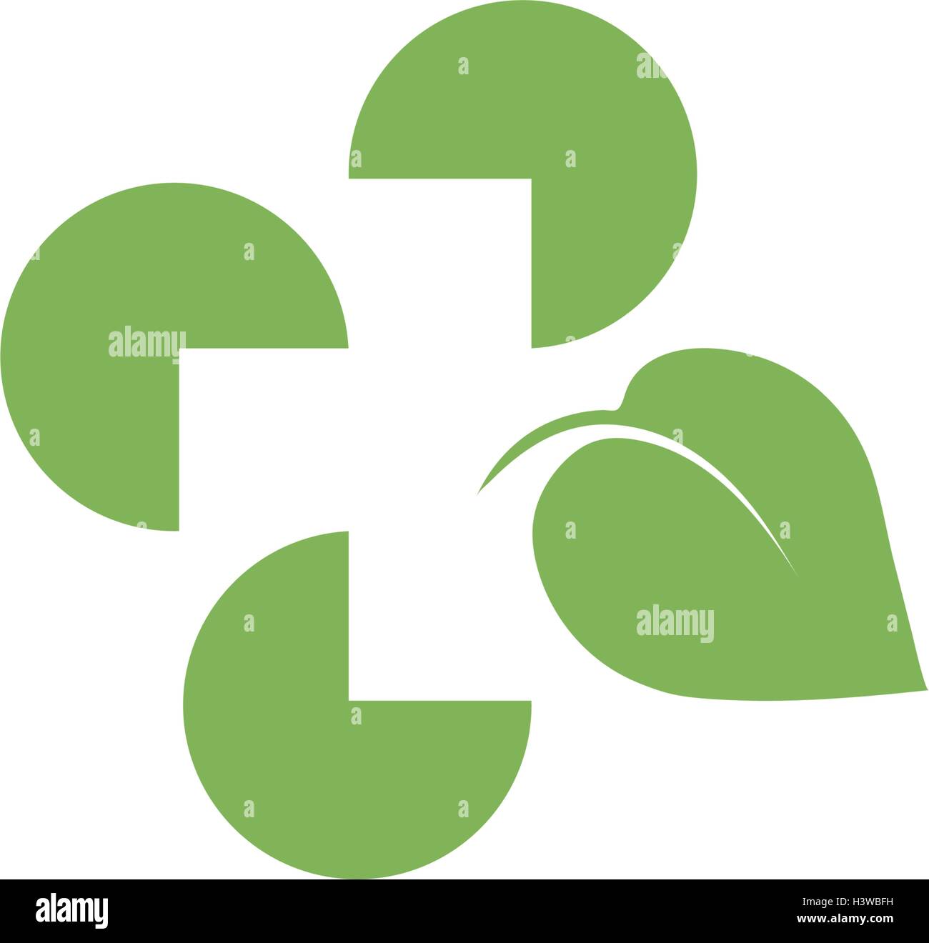 Isolated abstract green color leaf logo. Medical cross logotype ...