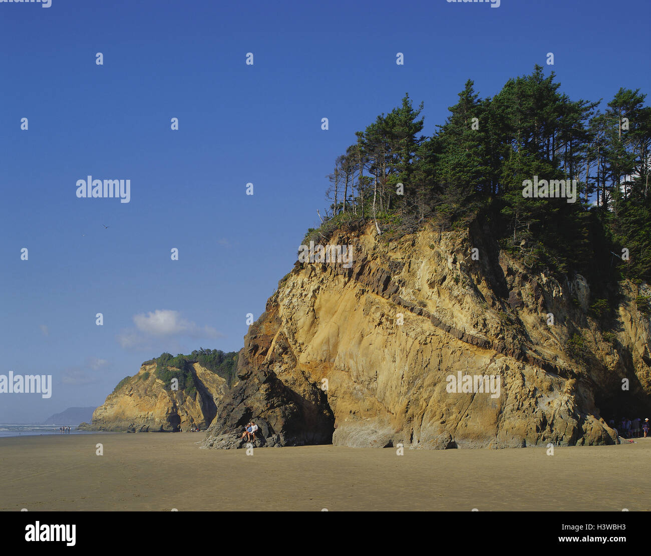 The USA, Oregon, Hug Point State park, bile coast, low tide, Pacific ...