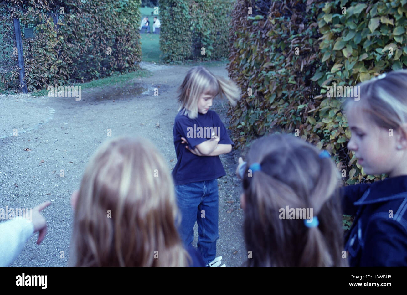 Park, girl, impossibly, group, children, detail, mock, outside, mockery ...