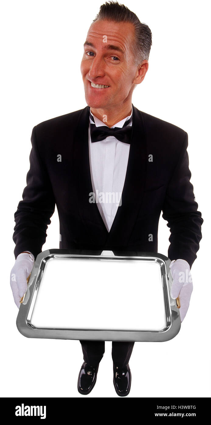 Waiters, middle old person, tablet, professions, studio, cut out, man ...