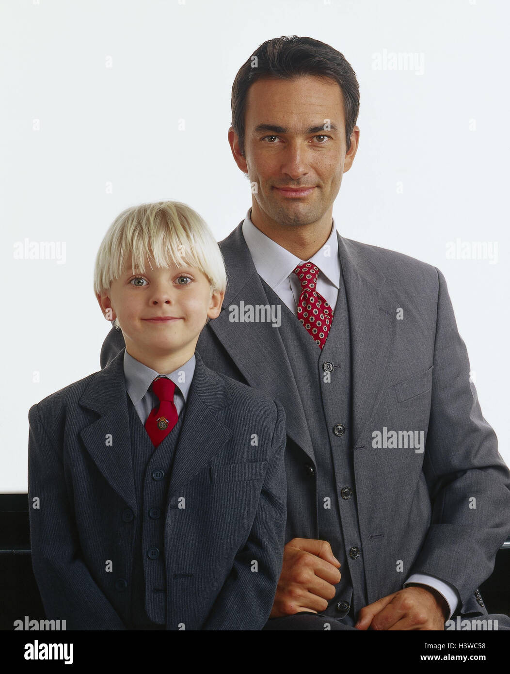 Father, son, suit, half portrait, professions, studio, cut out, boy ...