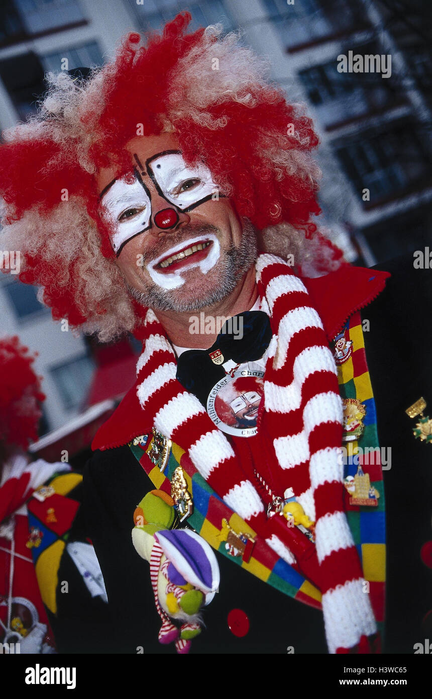 Germany, Cologne, carnival, clown, half portrait, carnival, greasepaint ...