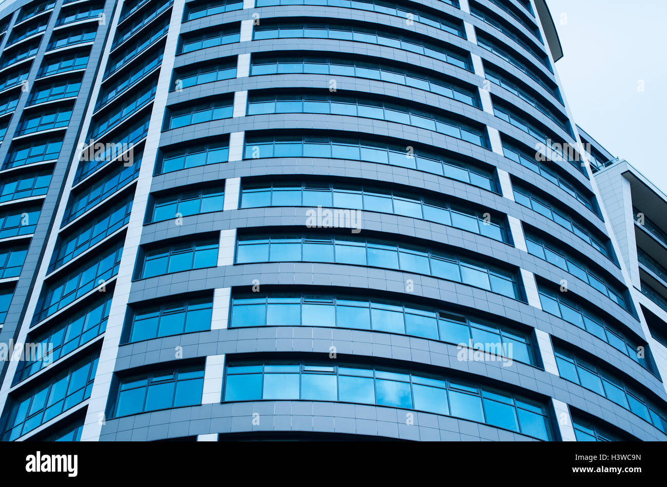 Modern business office skyscrapers, looking up at high-rise buildings ...
