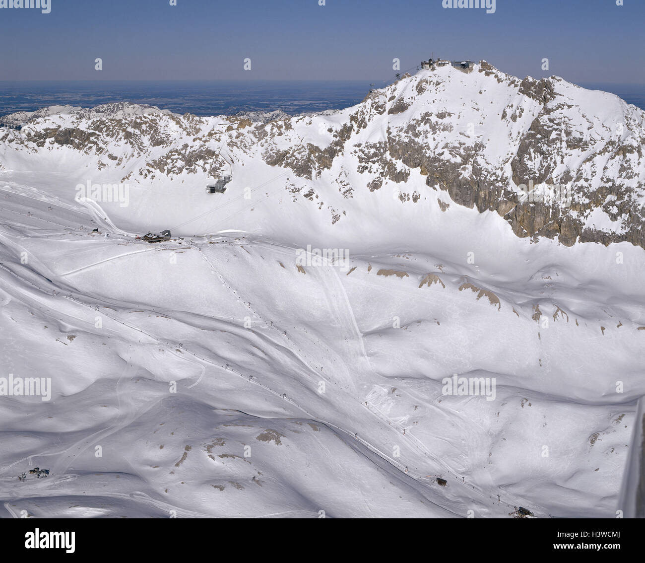 Germany, Zugspitze, skiing area, Zugspitze Low German, winter, aerial ...