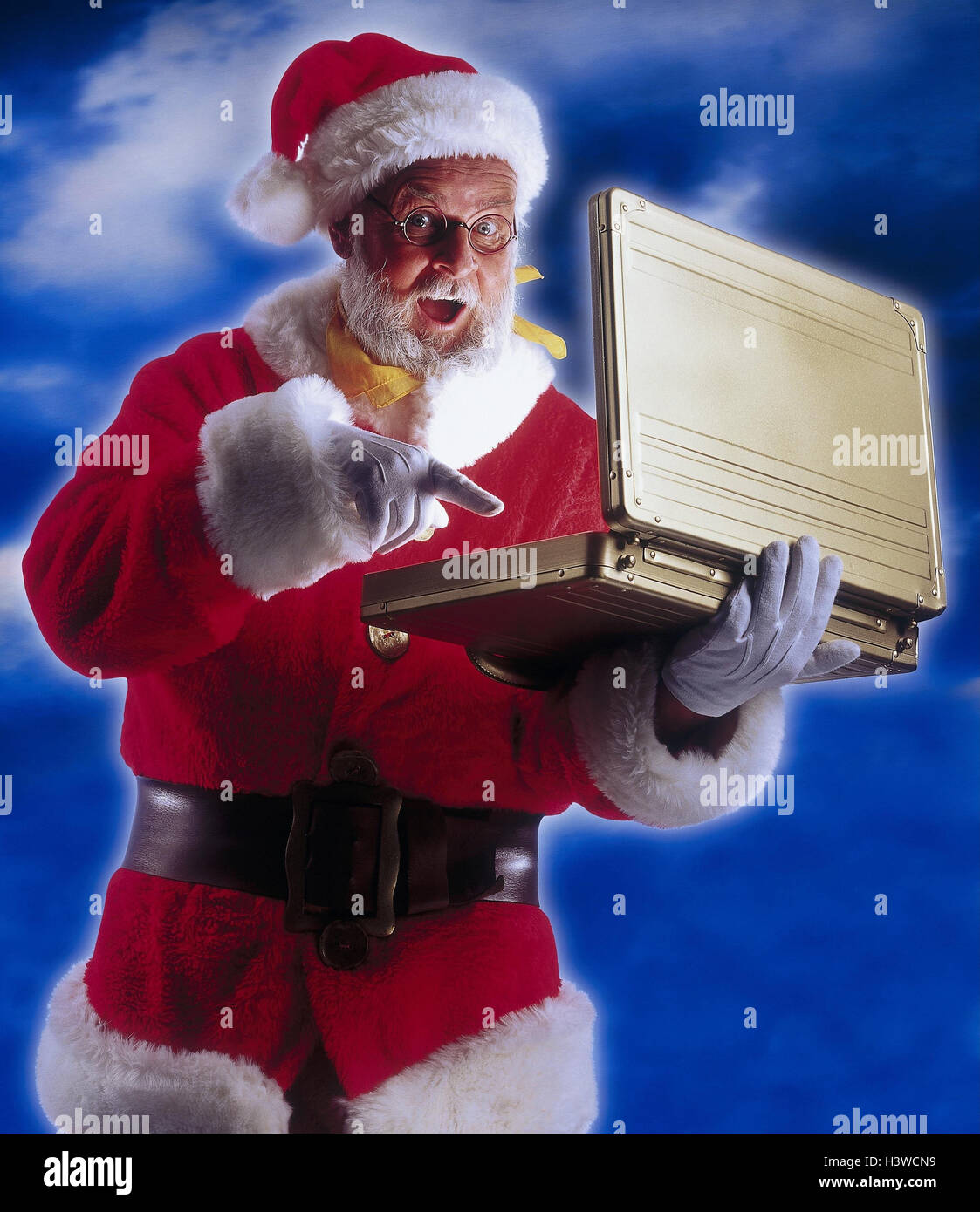 Santa Claus, briefcase, gesture, tip, surprise Composing, studio ...
