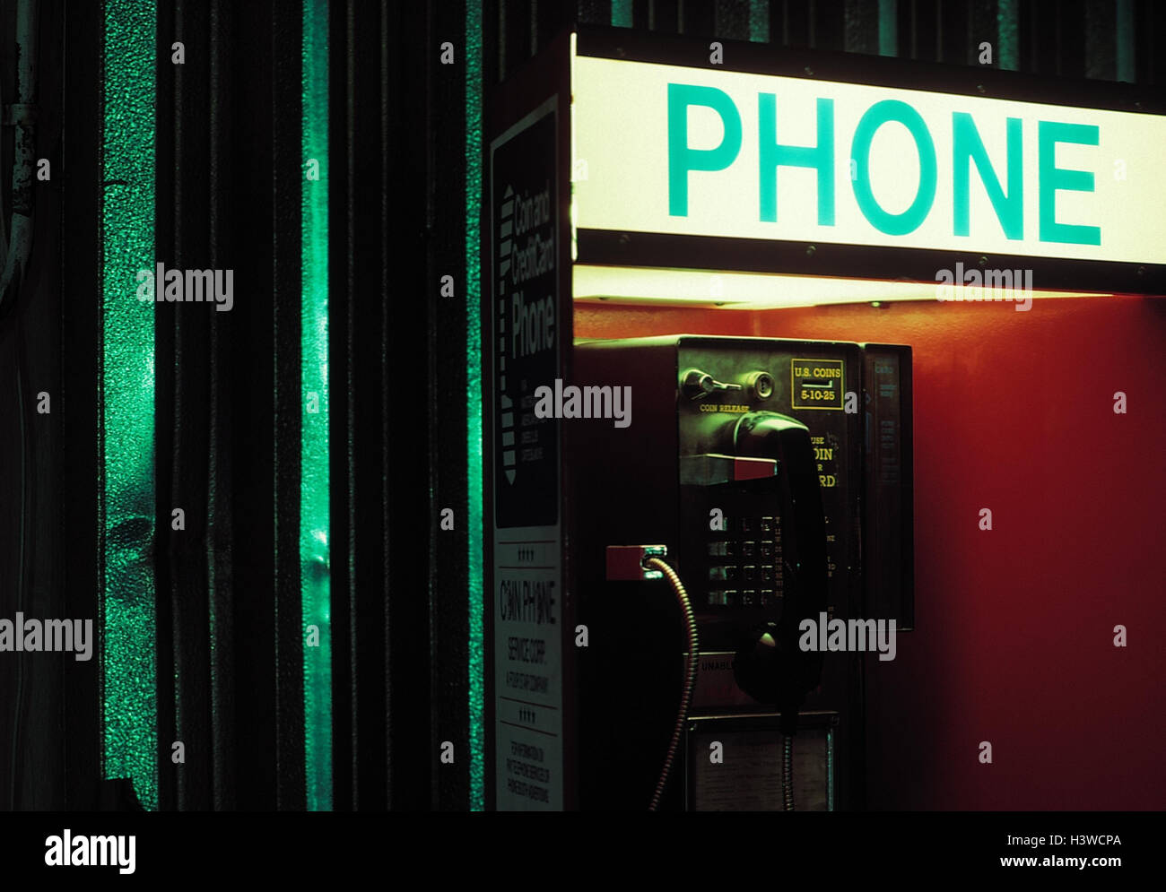 The USA' telephone box, detail, stroke, "Phone", sign, sign ...